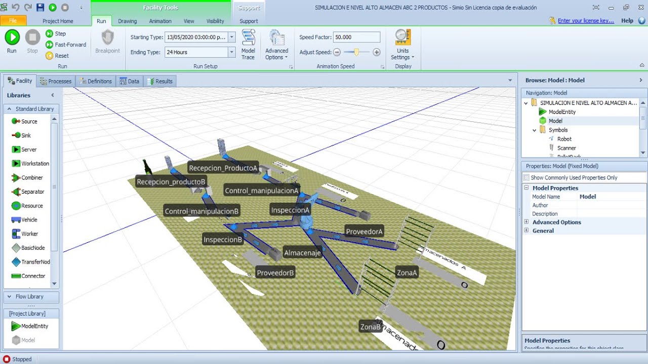 SIMULACION CON SOFTWARE SIMIO E NIVEL ALTO ALMACEN ABC 2 PRODUCTOS ...