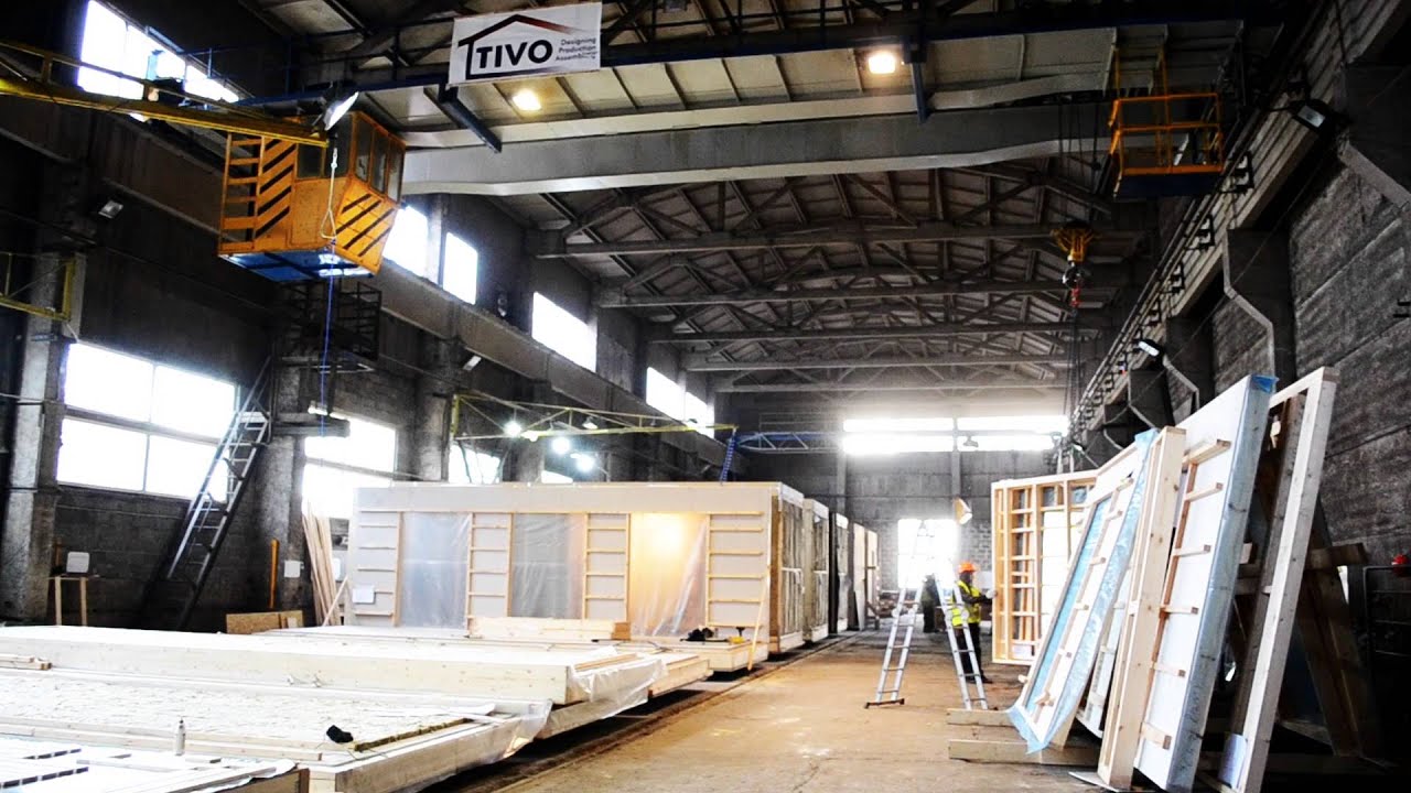 TIVO Timber Frame Modular Houses Factory - YouTube
