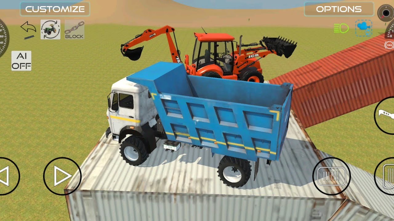 indian tractor driving 3d game me tark jcb ko kantenaro ke upar chdha ...