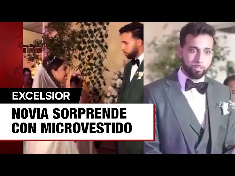 Novia sorprende con microvestido transparente en su boda y la reacción del novio fue inesperada