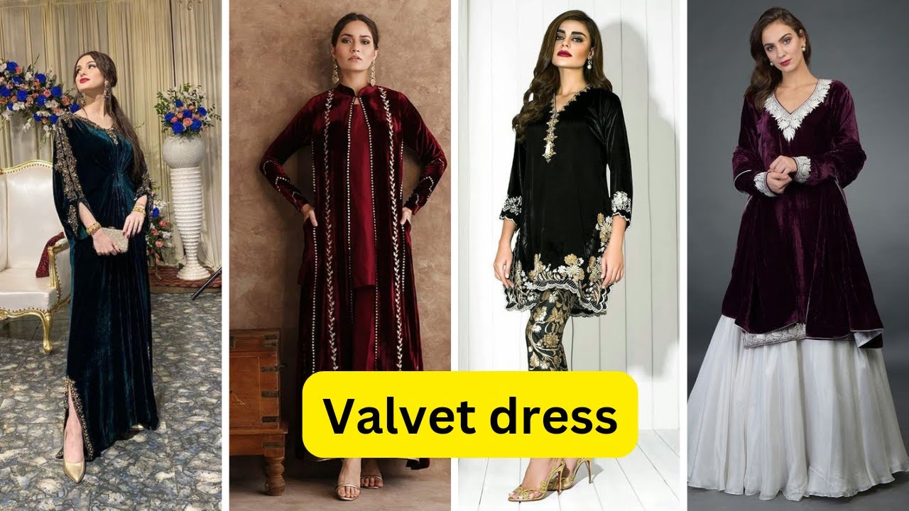 Valvet dress designs ideas||valvet fabric||valvet outifit designs - YouTube