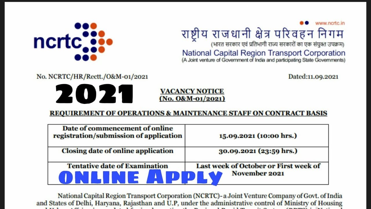 National Capital Region Transport Corporation (NCRTC) online ...