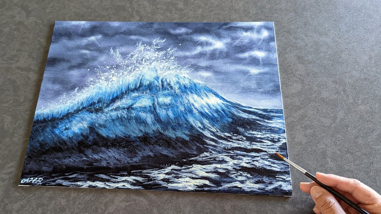 Stormy Ocean / How to paint Waves / Acrylic painting tutorial #59 - YouTube