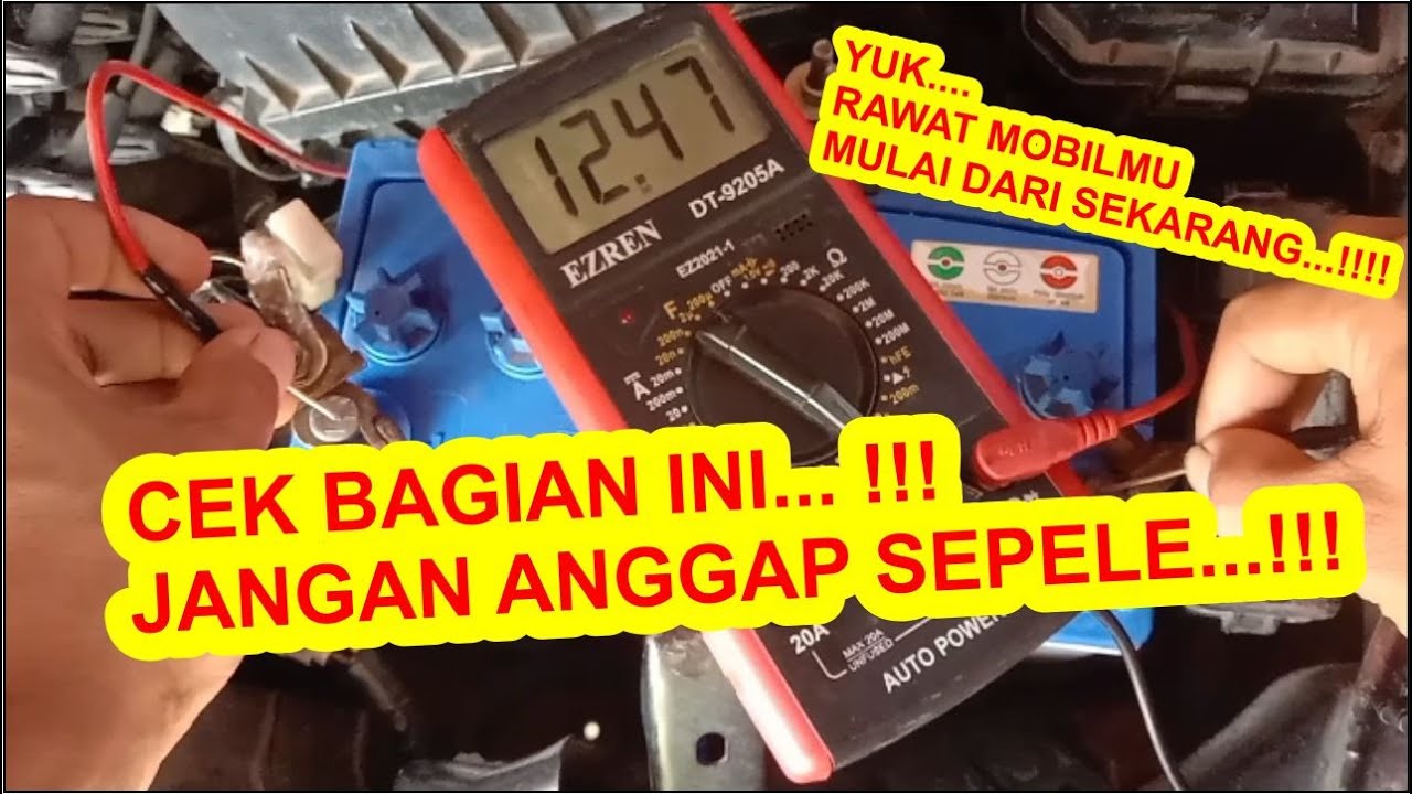 cara mengukur tegangan AKI mobil menggunakan Multitester digital - YouTube