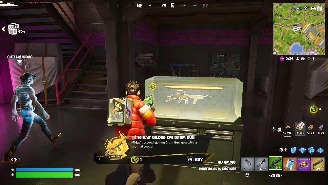Fortnite chapter 6 season 2 LAWLESS Midas' Gilded Eye Drum Gun (dansk ...