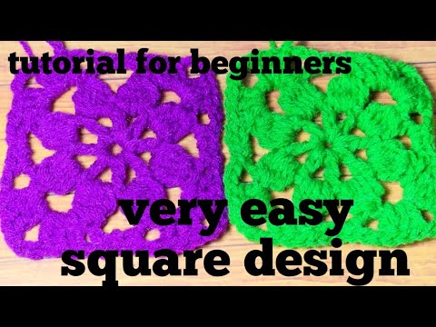 Very Easy Crochet Square Design. Square Tutorial For Beginners. - YouTube