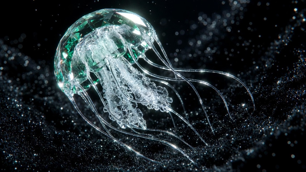 Crystal Jellyfish Neon Ambient 4K – Pure Black OLED Loop for Relaxation ...