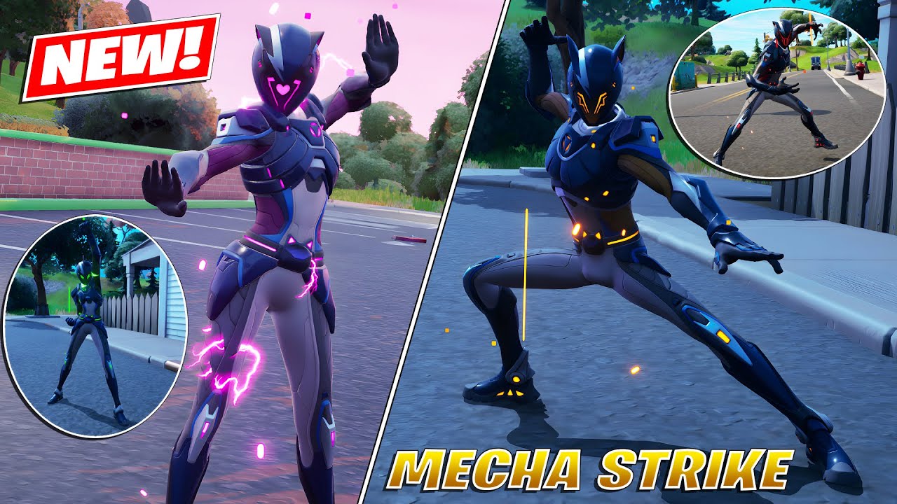 Mecha Strike Skins (Built-in Emote all Styles Gameplay)! Fortnite - YouTube