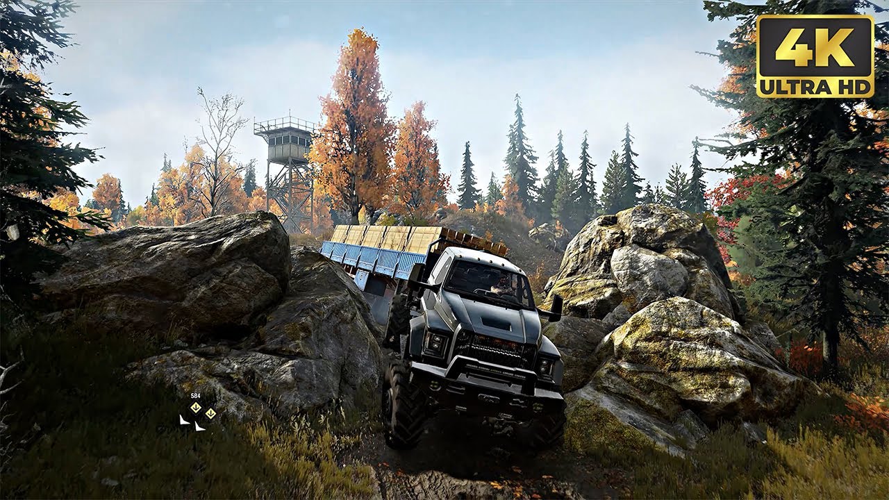 Transporting Wood in Extreme Terrain | Snowrunner Gameplay (4K - 60 FPS ...