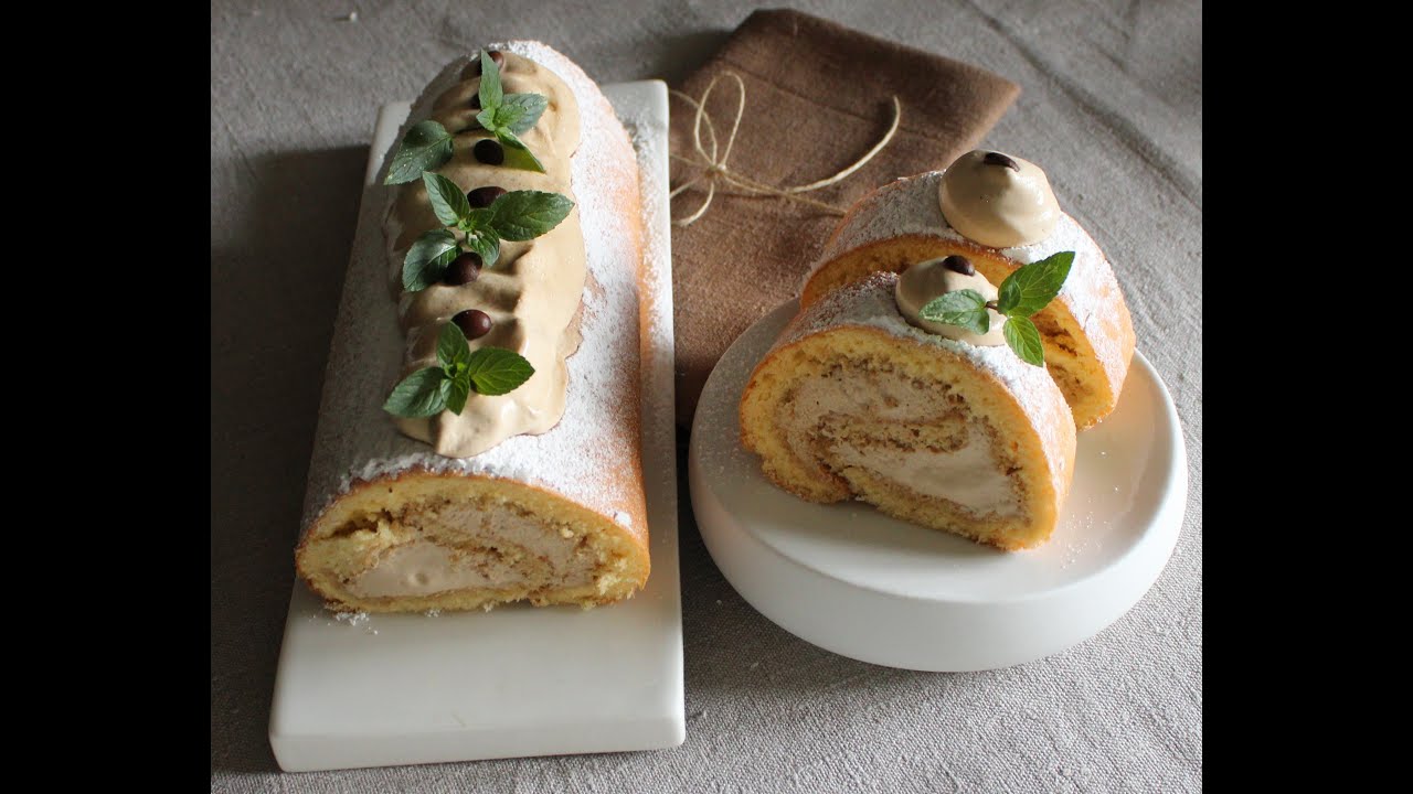 Roulade mit Kaffee - Mascarpone Creme - YouTube