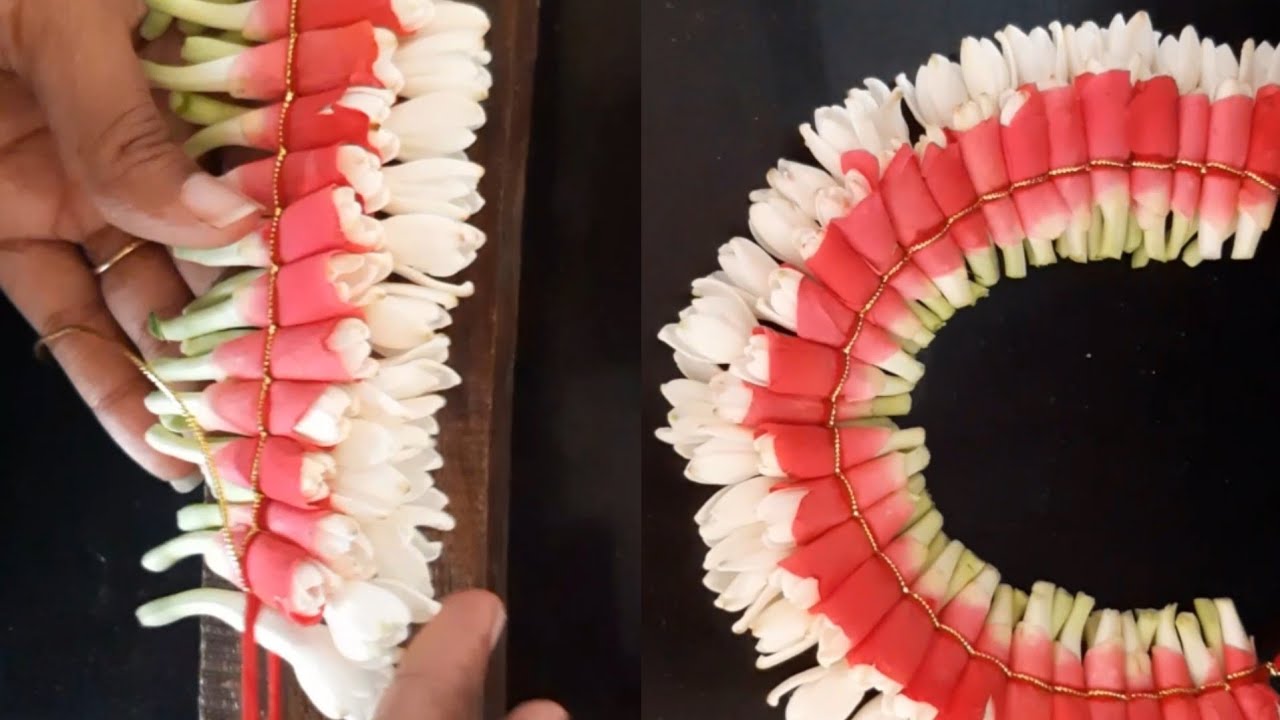 double layer sambangi poo veni with rose petals/how to tie sampangi poo ...