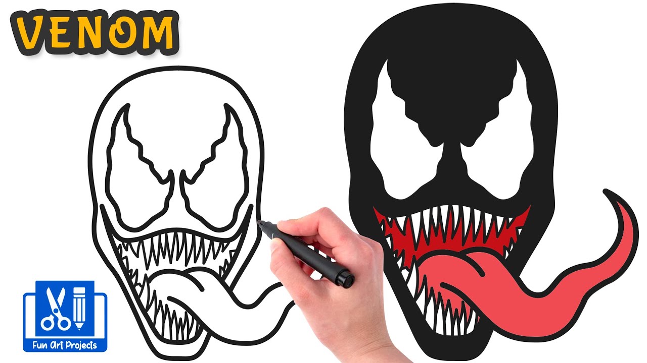 How To Draw VENOM | Draw Marvel Characters Step By Step | Halloween ...