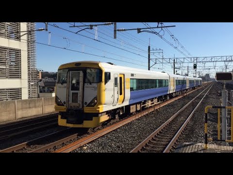 総武線 E257系500番台 マリNB-14 特急さざなみ号 新宿行きとE217系 クラY-35 快速 千葉行き 下総中山通過 - YouTube