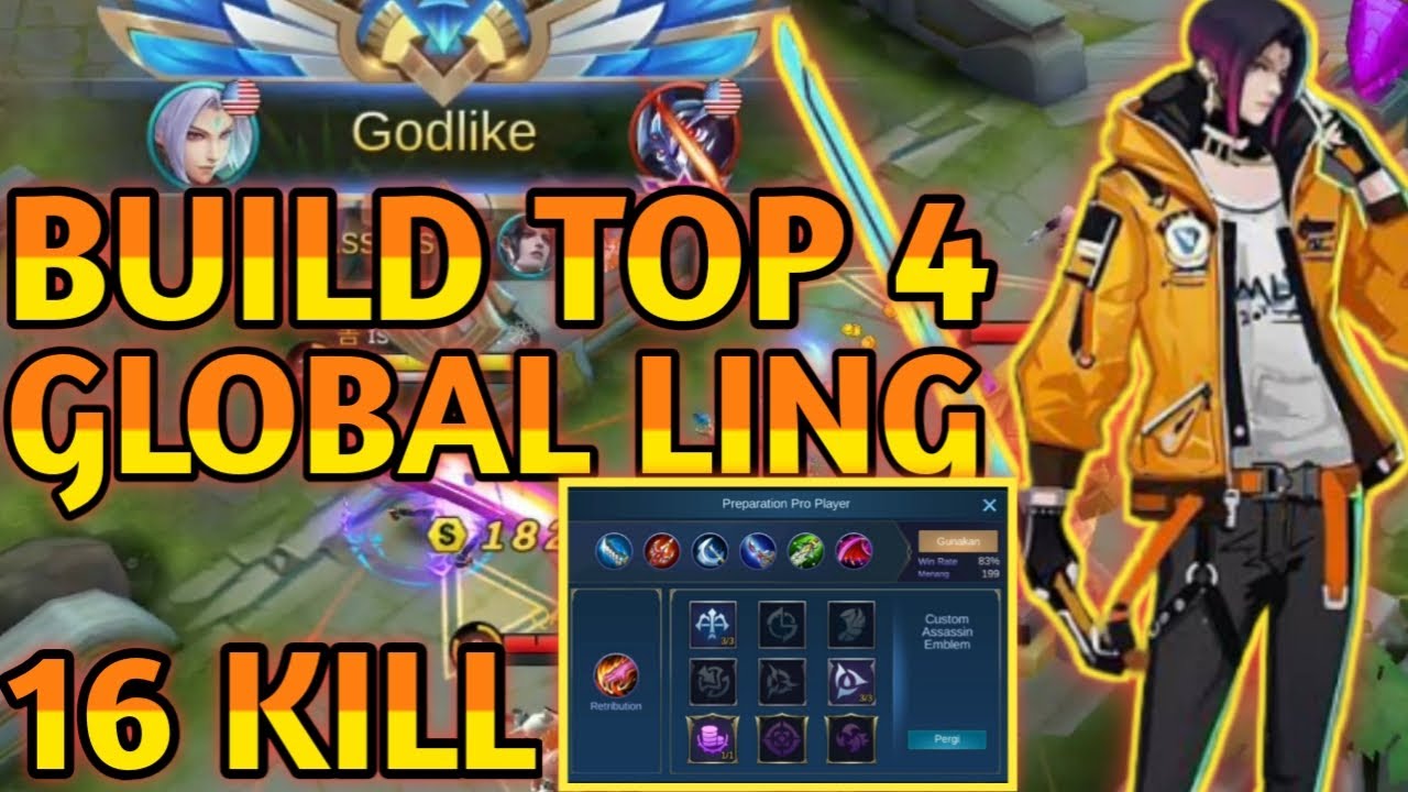 BUILD TOP 4 GLOBAL LING TERBAIK WIN RATE 84,3 % 16 Kill LANGSUNG MVP ...