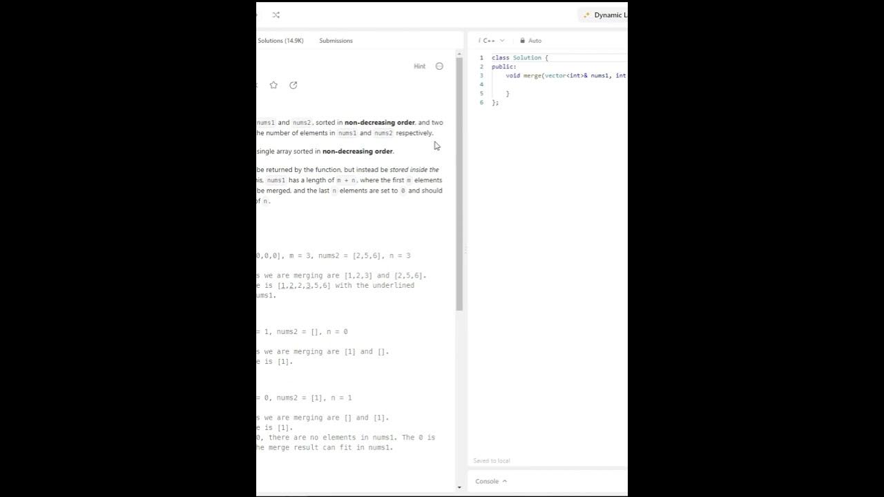 Merge Sorted Array Leet Code Cfam Leetcode Leetcode88 Youtube
