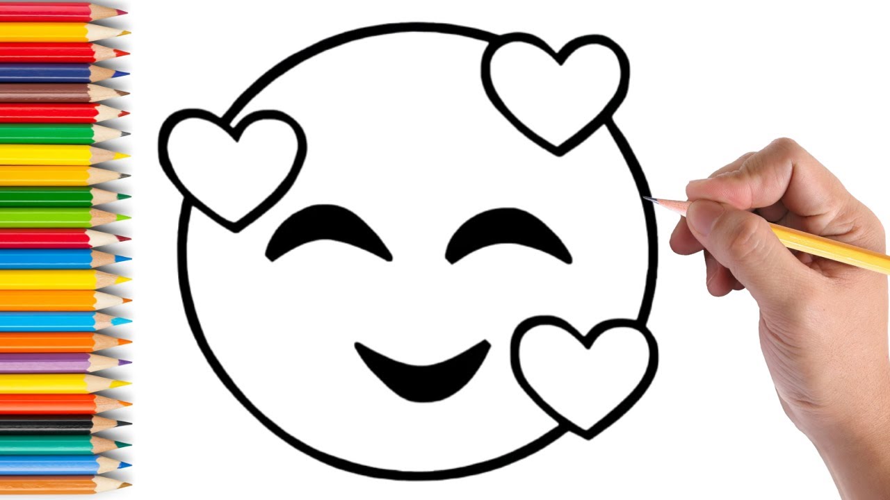 How To Draw A Emoji With Hearts - Easy Drawing Step By Step - YouTube