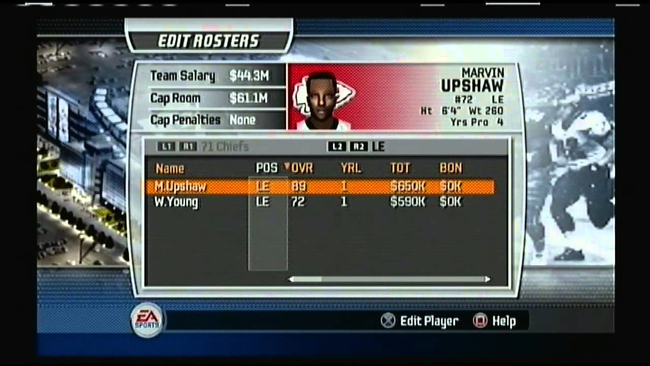 Madden NFL 07 Legendary Team Roster 1971 Kansas City Chiefs - YouTube