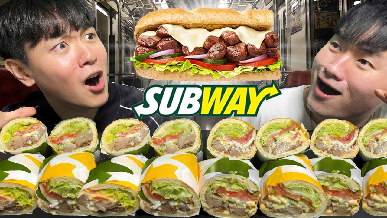 【ASMR Subway Sandwich Mukbang】Subway Steak & cheese Sandwich, Cookie ...