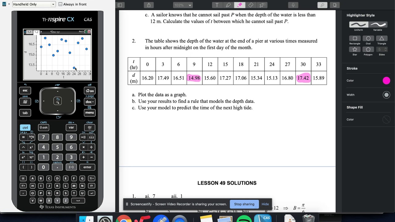 AdvPre Using the NSpire to do a Sine Regression - YouTube