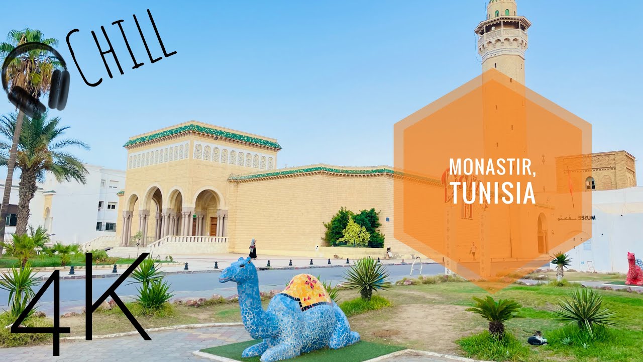 Monastir, Tunisia 🇹🇳 4K Virtual Tour/Run. Beach, walled city, Mausoleum ...