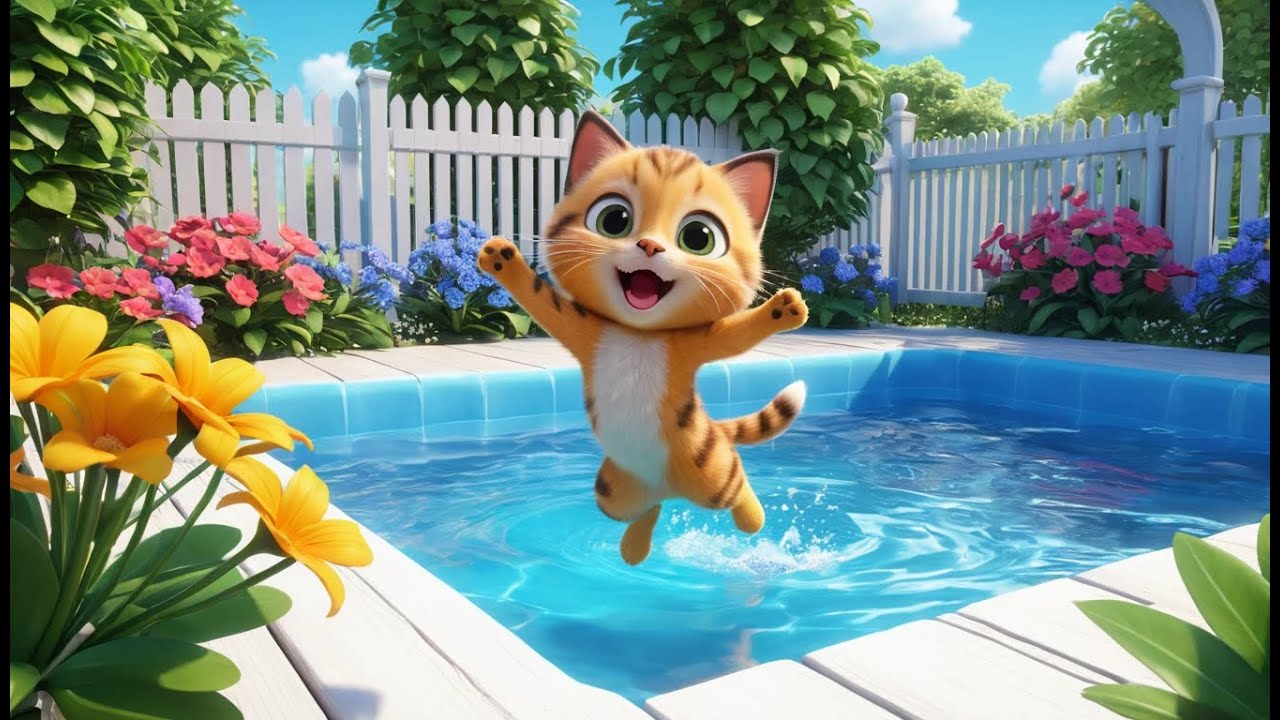 Six Little Kittens Jumping in the Pool | Fun Kitten Song for Kids ...