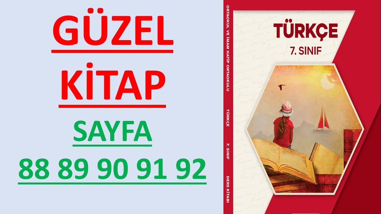 7.SINIF TÜRKÇE DERS KİTABI GÜZEL KİTAP SAYFA 88 89 90 91 92 - YouTube
