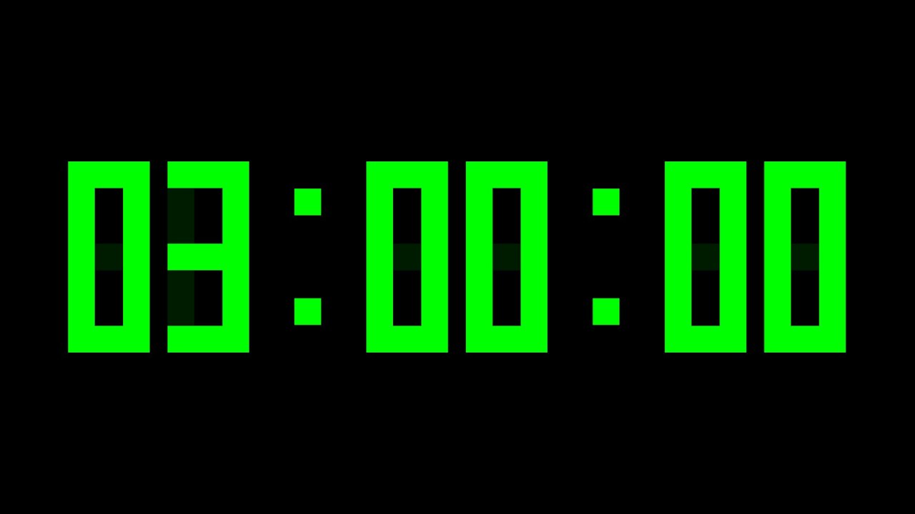 3 Hours Countdown Timer with Alarm & Time Markers / Chapters - Digital ...