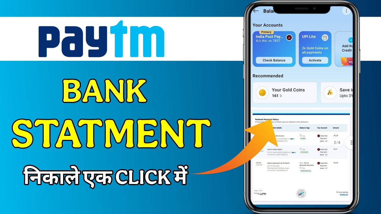Paytm App Se Bank Statement Kaise Nikale। #paytm #upi #bankstatement ...
