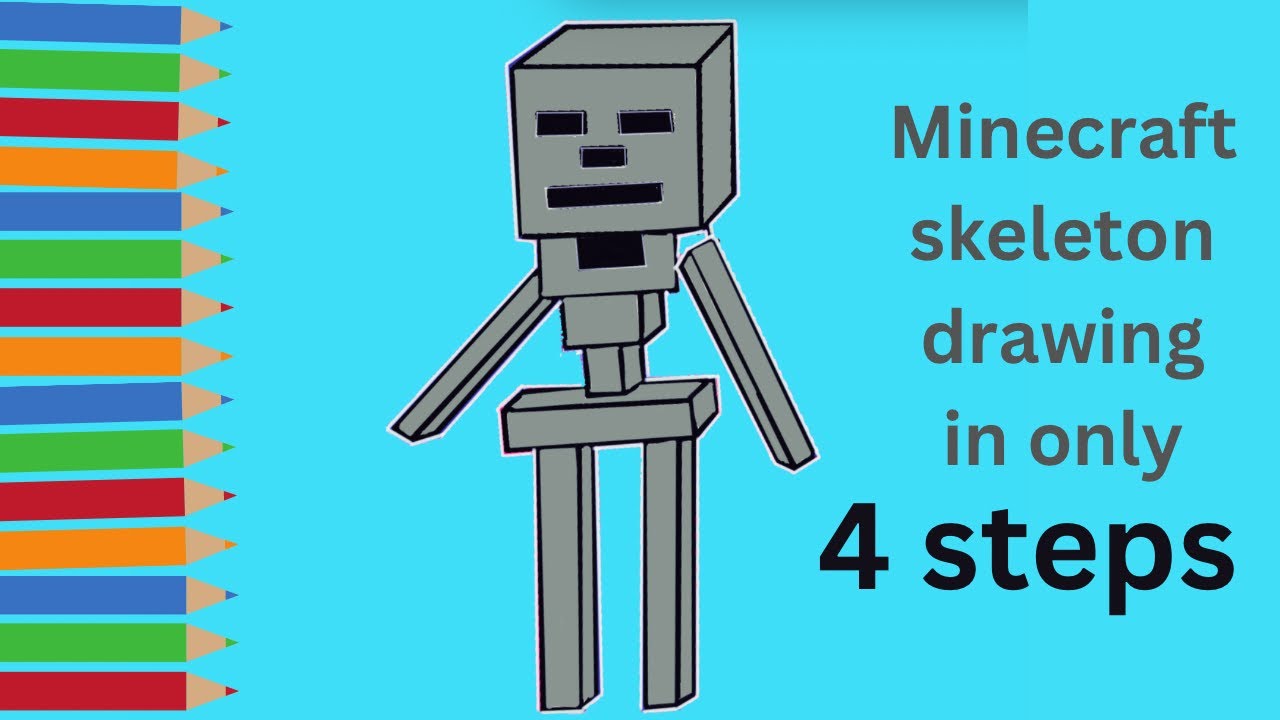 Minecraft skeleton drawing in just 4 steps #minecraft #minecraftart # ...