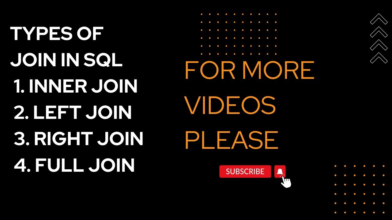TYPES OF JOINS IN SQL:- INNER JOIN, RIGHT JOIN, LEFT JOIN, FULL JOIN ...