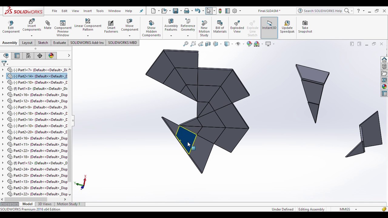 Origami inspired solar array SOLIDWORKS model in action. - YouTube