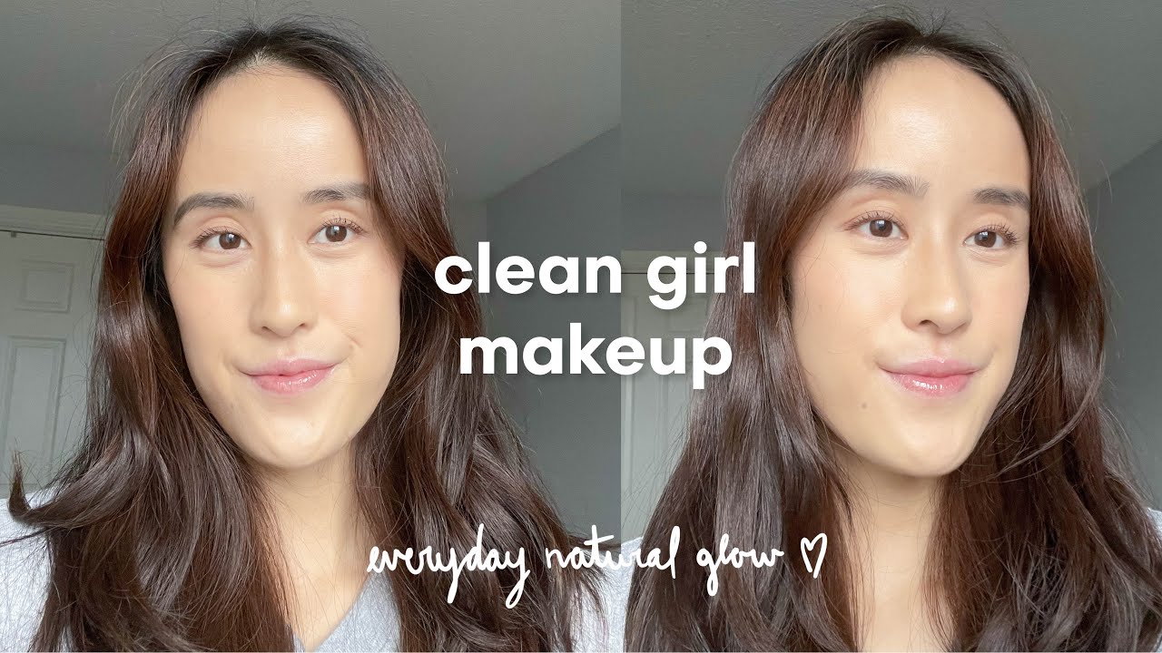CLEAN & GLOWY MAKEUP 🤍 (no foundation, skincare for dry skin, 10 min ...