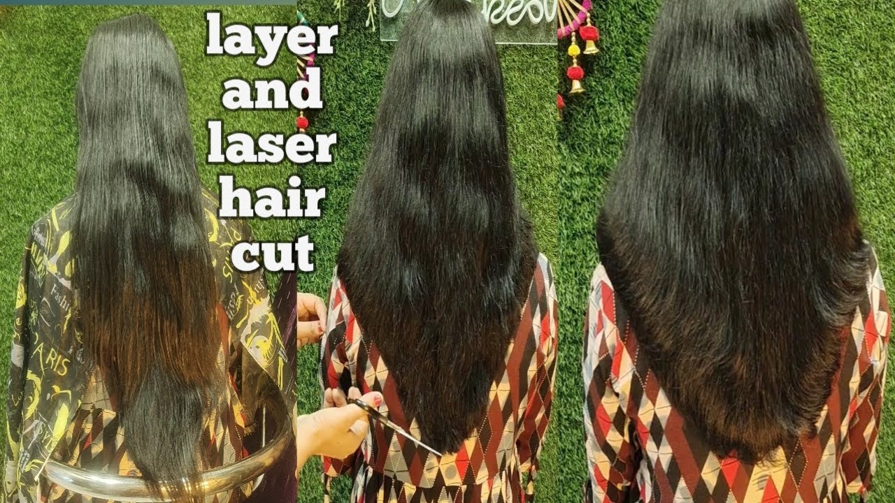 How do you/ long laser haircut/hair cutting/long hair cut kaise kare ...
