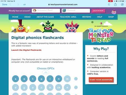 Teach Your Monster To Read Digital Phonics Flashcards - YouTube