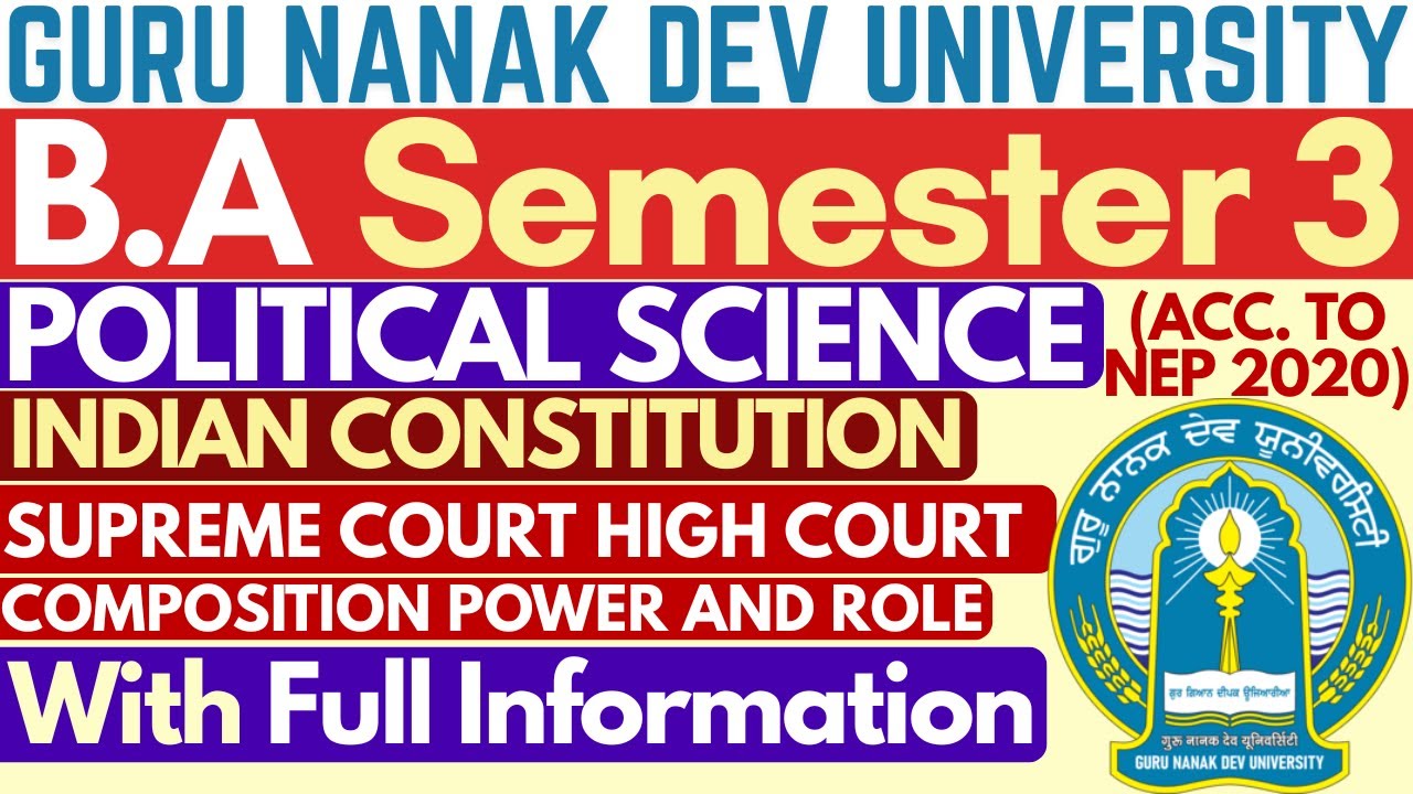 BA Semester 3 Political Science | Supreme Court and High Court ...