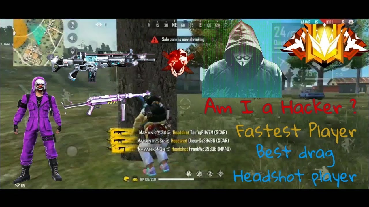 Best drag headshot player // Fastest player hacker like solo vs squad ...