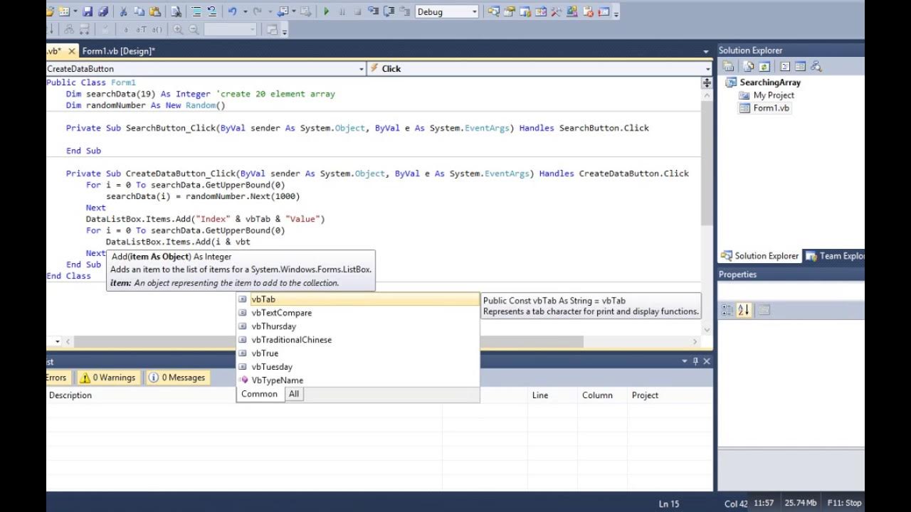 Array in vb.net - YouTube