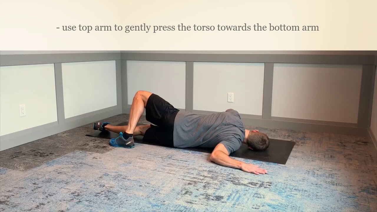 Bent arm prone chest stretch - YouTube