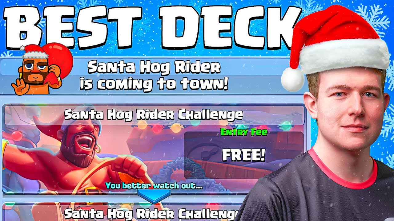 Best Deck for Santa Hog Rider Challenge in Clash Royale! Win Exclusive ...