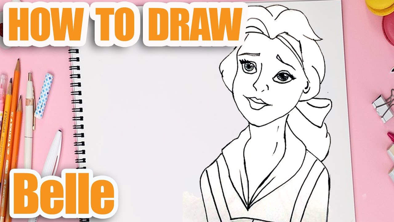 How to draw beauty and the beast characters Belle l Kids love - YouTube