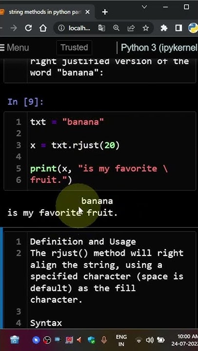 rjust string method python english #python #shorts - YouTube
