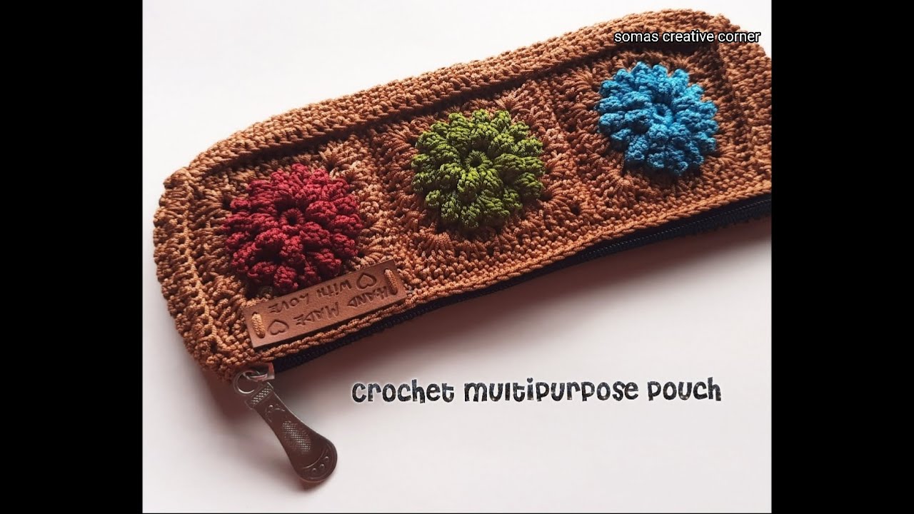 Crochet multipurpose pouch - easy tutorial | Crochet pencil pouch ...