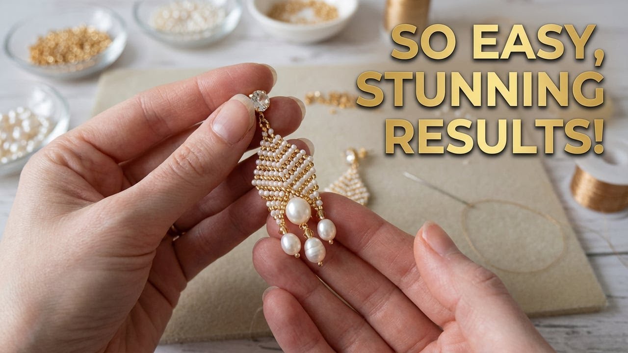 HOW TO CREATE PEYOTE STITCH EARRINGS | Pearl Earrings DIY | Beadwork ...
