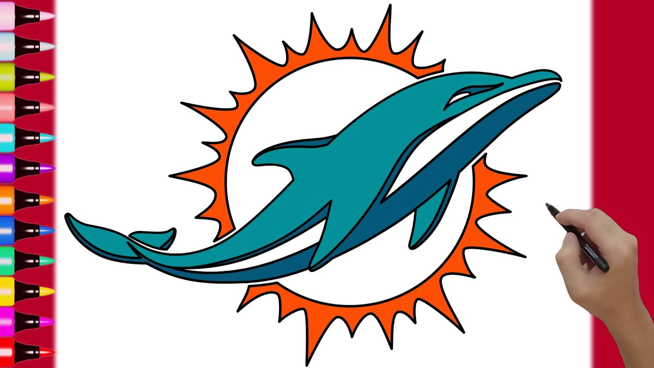 HOW TO DRAW MIAMI DOLPHINS LOGO | DRAWING NFL TEAM LOGO - YouTube