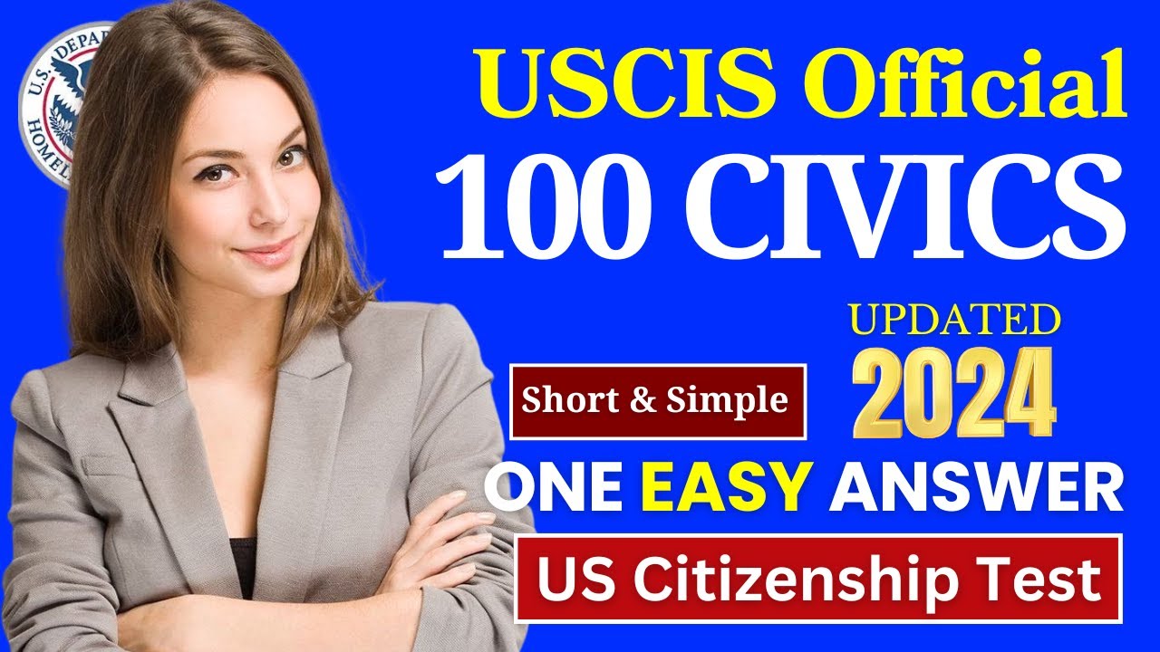 2024 (EASY Answer) USCIS Official 100 Civics Questions & Answers for US ...