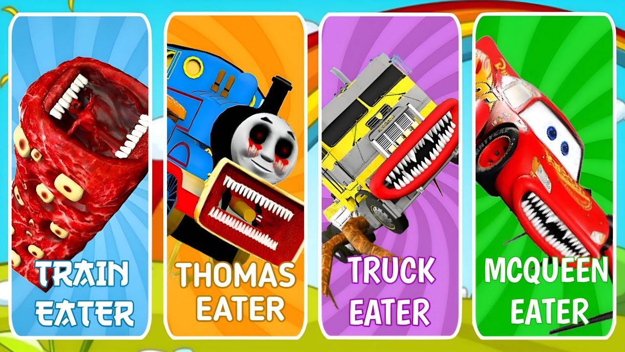 Train Eater 🆚 Thomas Eater 🆚 Truck Eater 🆚 McQueen Eater - BATTLE - YouTube