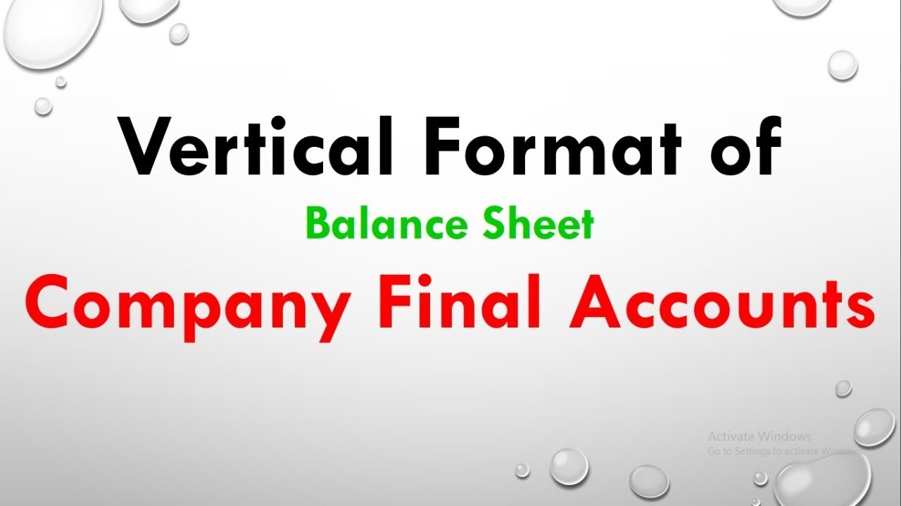 Introduction to Balance Sheet : Final Accounts of Company : Vertical ...