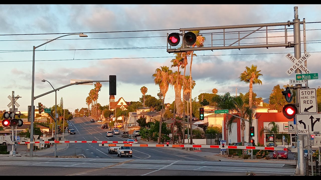 MTS Orange Line Trolley Passes By Old #railroadcrossing In Lemon Grove ...