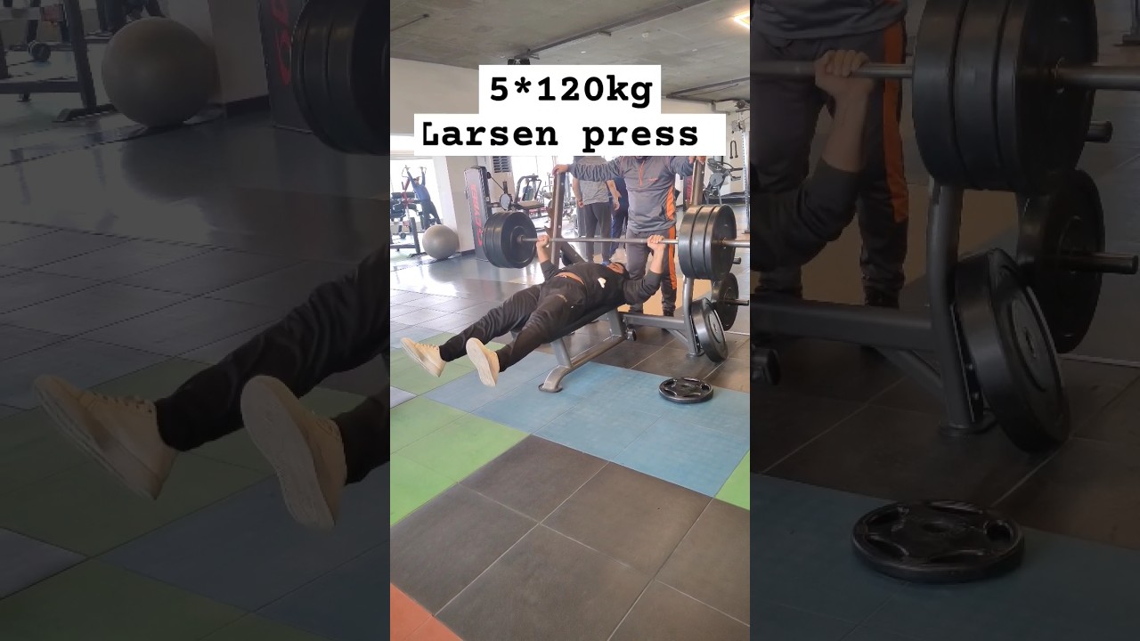 Larsen bench press 5*120kg #workout #powerlifting #motivation - YouTube