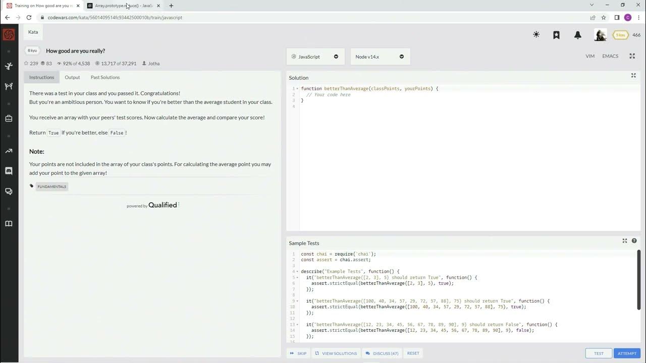 (Archived) Codewars 8 kyu How Good Are You Really? JavaScript - YouTube
